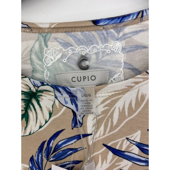 Cupio | Tops | Cupio Stretch Short Puff Sleeve Tropical Print Top Large ...